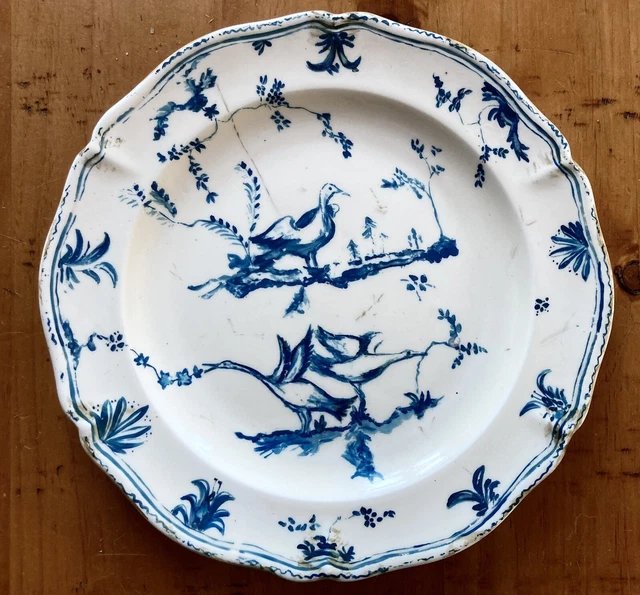 TRÈS ANCIENNE ASSIETTE en porcelaine de Limoges - Signature Bleue EUR ...