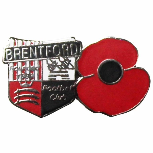 NEW BRENTFORD CREST Remembrance Day Poppy, Brentford Football Pin Badge ...