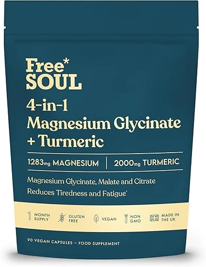 MAGNESIUM GLYCINATE 1283MG + Turmeric 2000mg Tablets Triple Strength ...