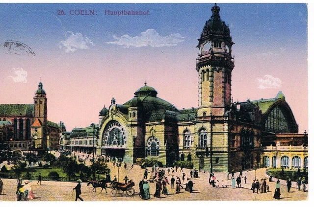 KÖLN COELN HAUPTBAHNHOF farbige historische FELDPOST 1917 Foto ...