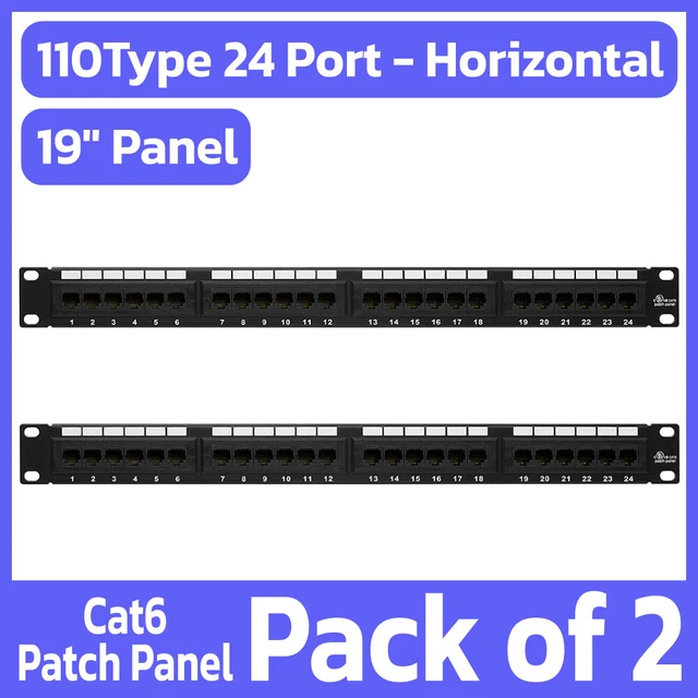 2 PACK CAT6 24 Port Patch Panel RJ45 110 UL Network Ethernet 19" Rack ...