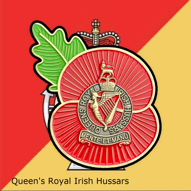 QUEENS ROYAL IRISH Hussars QRIH B Remembrance Flower Lapel Pin £9.50 ...