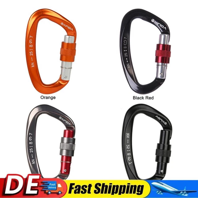 25KN OUTDOOR SAFETY Quick Lock Buckle Rock Climbing Caving Carabiner ...