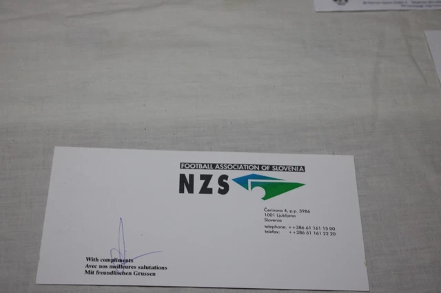 CARTOLINA/UFFICIALE FEDERAZIONE SLOVENIA Fútbol NZS Firmata Hand Signed ...