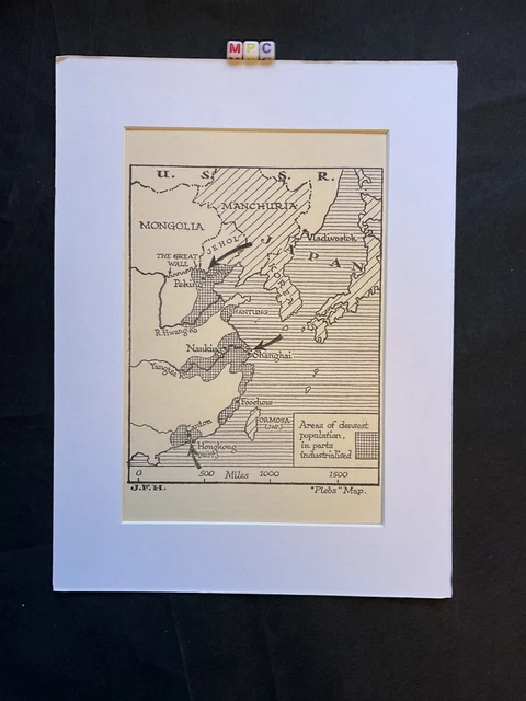 MOUNTED GENUINE VINTAGE Historical Map From 1933 Of Asia Japan China £ ...