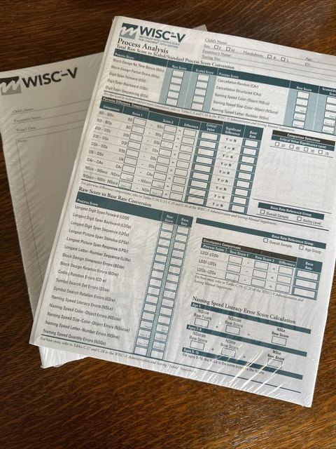 WISC-V PROTOCOL AND response booklet, new $25.00 - PicClick
