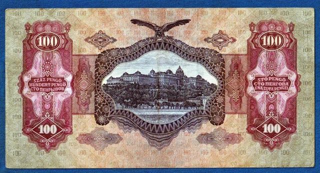 100 PENGO 1930, Hungary Banknotes, war WW2 TOTENKOPF WAFFEN STAMP ! $19 ...
