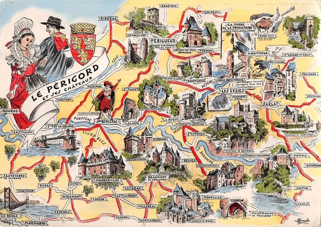 B97806 LE PERIGORD et les chateaux map cartes geographiques france £5. ...