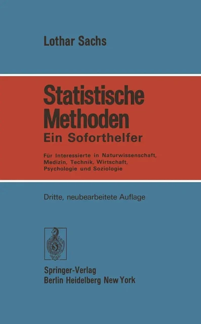 STATISTISCHE METHODEN LOTHAR Sachs Taschenbuch xiii Deutsch 1976 ...