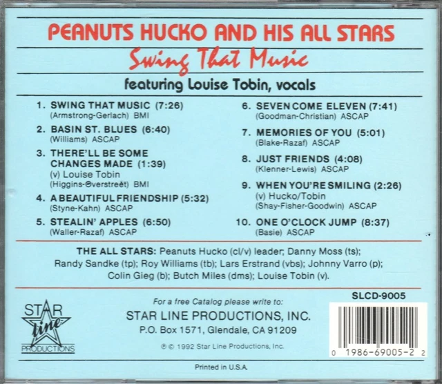 PEANUTS HUCKO AND the All Stars, Louise Tobin Swing That Music CD USA ...