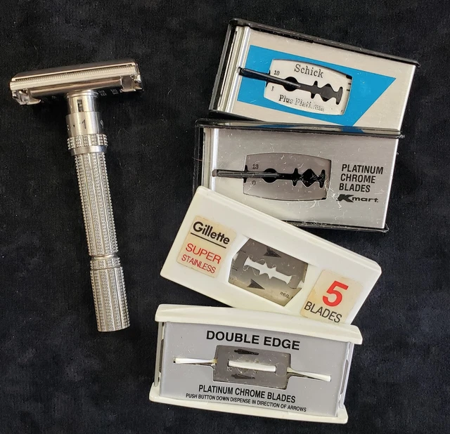 * VINTAGE * Gillette Slim Safety Razor * 1968 * Adjustable 1-9 * Date ...