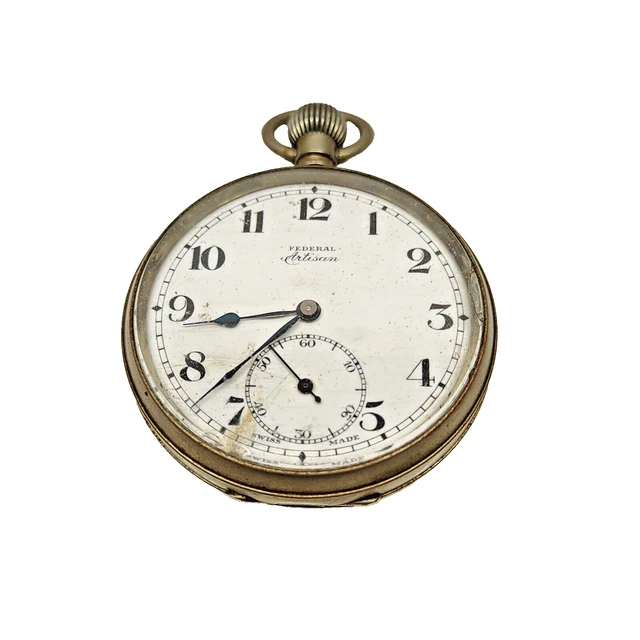 ANTIQUE POCKET WATCH Federal Swiss Made Metal Case Repair £4.20 ...