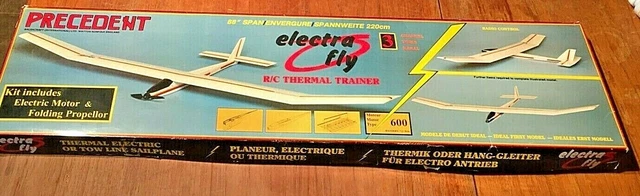 PRECEDENT ELECTRAFLY.VINTAGE RC Motor Glider Sailplane Kit.With Motor ...