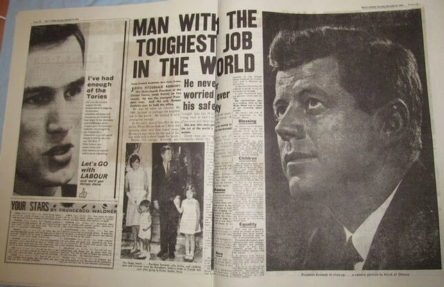 1963 JOHN F Kennedy Murdered Newspaper JFK Vintage Old Dr Who 1st ...