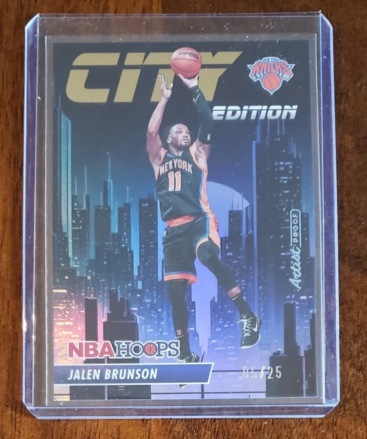 JALEN BRUNSON 2023-24 Hoops Gold Foil City Edition #'d 05/25 Artist ...