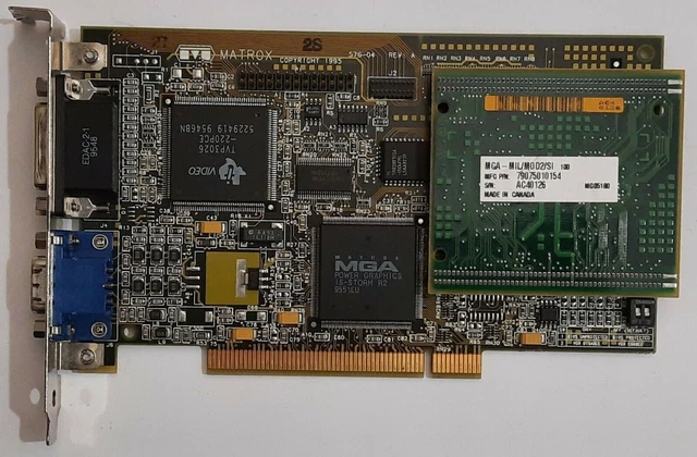 MATROX MILLENNIUM PCI Grafikkarte (IS-STORM, MIL/2/SI + MGA-MIL/MOD2, 4MB, 1996) EUR 80,00 ...