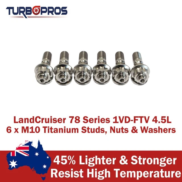TITANIUM TURBO CHARGER Stud Kit For Toyota Landcruiser 78 Series 1VD ...
