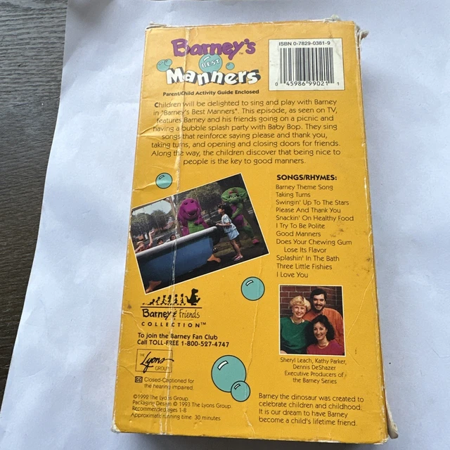 BARNEY - BARNEYS Best Manners (VHS, 1993) EUR 10,97 - PicClick FR