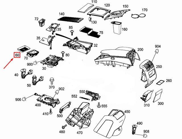 MERCEDES-BENZ C-KLASSE W204 Aschenbechereinsatz Schwarz Pad A2046830594 ...