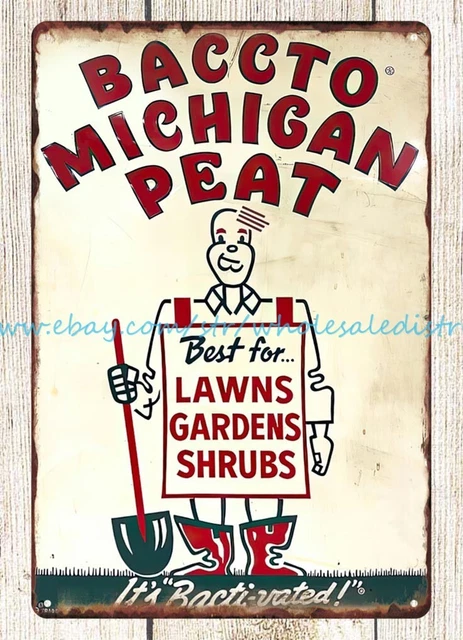 BACCTO MICHIGAN PEAT for lawns gardens metal tin sign accent wall art £ ...