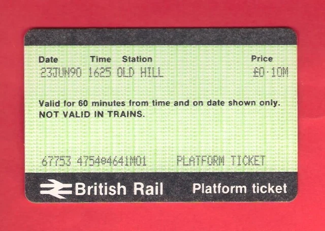 BRITISH RAIL APTIS Platform Ticket - BR(M) Old Hill - Machine M01 - 10p ...