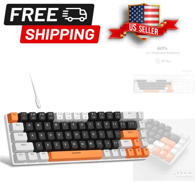 PORTABLE 68-KEY MECHANICAL Keyboard: Backlit & Ergonomic for Gaming or ...