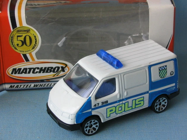 MATCHBOX FORD TRANSIT Van Polis Police Rescue White Body Boxed Toy Car ...