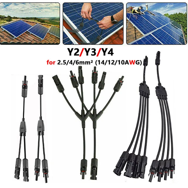 SOLAR CONNECTOR CABLE Y Branch Parallel Adapter Solar Panel Cable ...