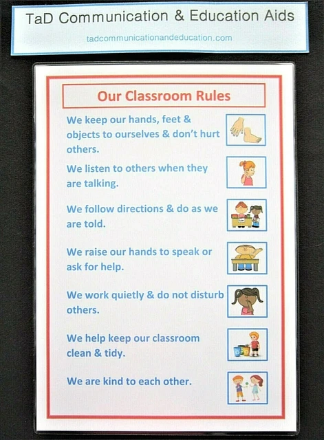 OUR CLASSROOM RULES CHART Visual Behavioural Aid Autism ADHD PECS SEN ...