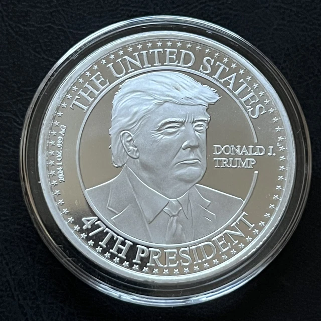 1 OZ SILVER Donald Trump Victory 999 Silver Round MAGA 47th President In Capsule £21.61 ...