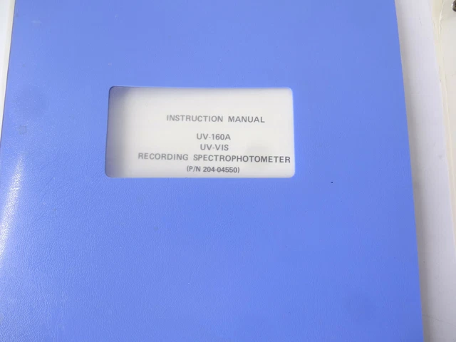 USER MANUAL & Chart for Spectrophotometer Shimadzu 160a PN 204-04550-01 ...