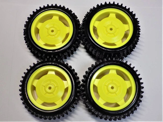 TAMIYA 4WD BUGGY Off-Road Star Dish Wheels (Fluorescent Yellow) + F/R ...