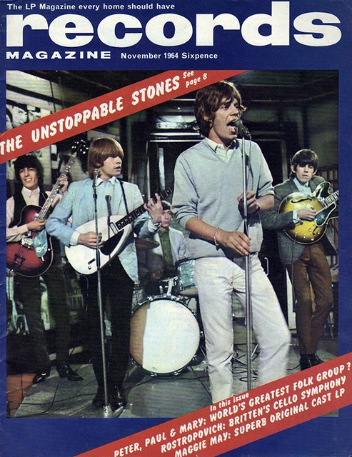 RECORDS MAGAZINE NOV 1964 . Rolling Stones Brian Jones Mick Jagger ...