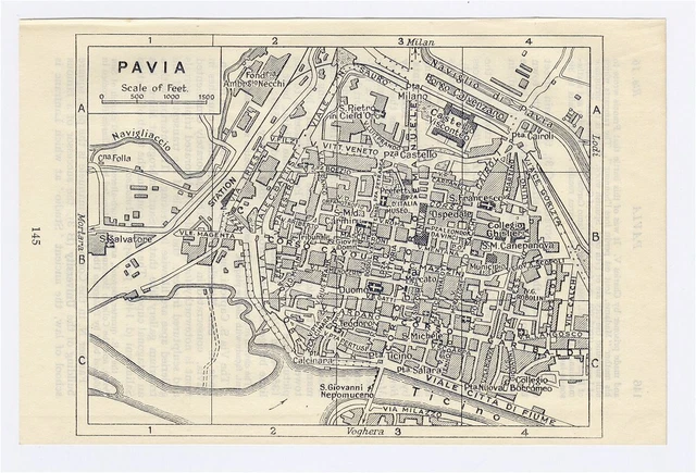 1937 ORIGINAL VINTAGE City Map Of Pavia / Lombardy / Italy £9.88 ...