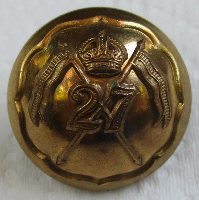 WW2 UK ARMY:&27TH LANCERS OFFICER'S BRASS BUTTON"(25mm, Reconnaissance ...