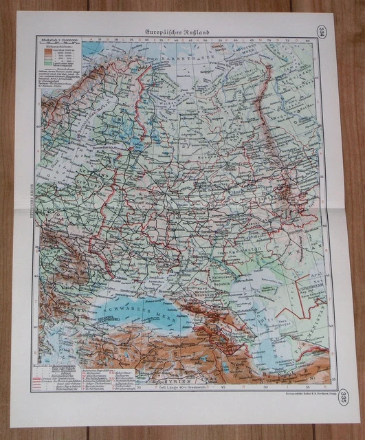 1937 VINTAGE MAP Soviet Union Russia / Ukraine Poland Belarus Lithuania ...