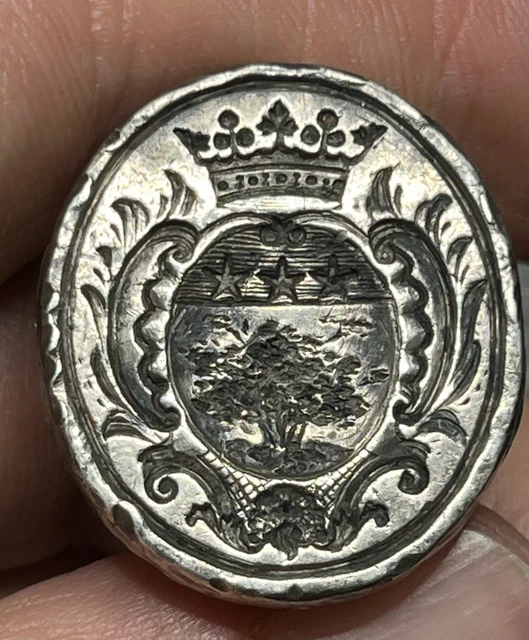 MATRICE DE SCEAU cachet armoiries blason argent 18eme (martelé?) EUR 80 ...