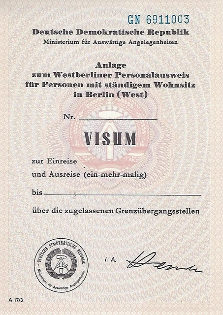 DDR MFS STASI Grenze PKE Anlage zum Westberliner PA A 17/3 EUR 3,00 ...