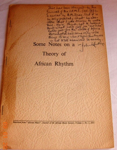 SOME NOTES ON a Theory of African Rhythm off print John Blacking 1955 £ ...