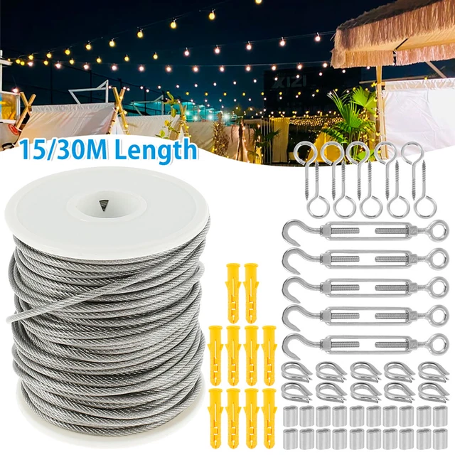 15/30M PVC COATED Stainless Steel Cable Wire Railing Kit Turnbuckle ...