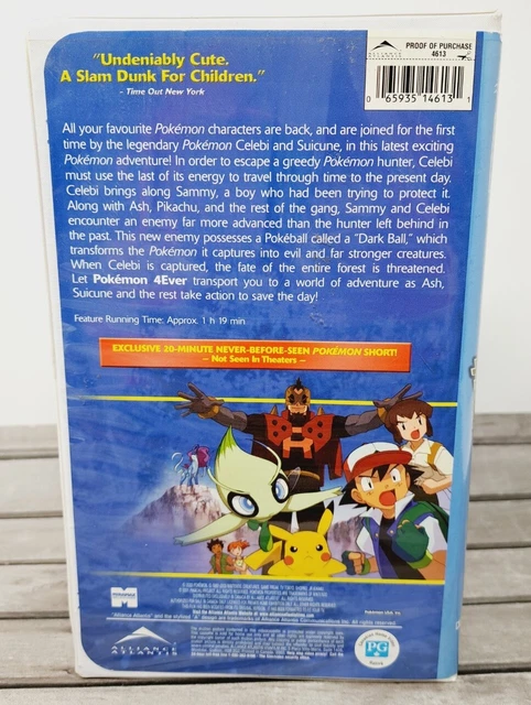 POKEMON 4EVER (VHS, 2003) White Clamshell Celebi Suicune Nintendo VTG ...
