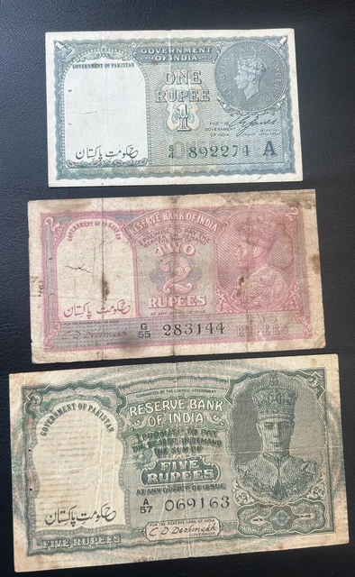 PAKISTAN BANGLADESH 3X Scarce Overprint On British India Banknotes £999 ...