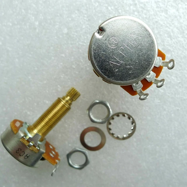 POTENTIOMETRE ALPHA A-500K long split shaft 19mm logarithmique guitares ...