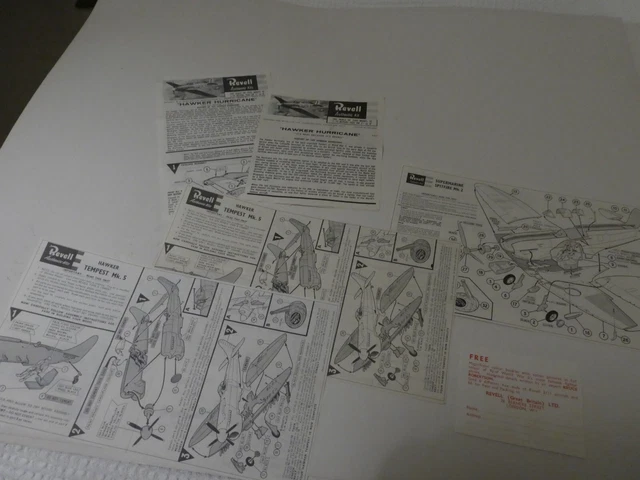 VINTAGE REVEL MODEL plane instruction sheets x5 from 1960s. Good ...