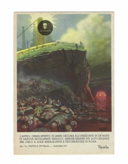CARTOLINA MUSSOLINI BOCCASILE “L’astro ormai spento” Fascismo arditi ...