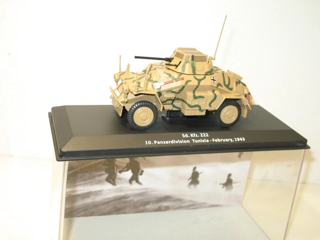 ALTAYA 1:43, BLINDÉ allemand SDKFZ 222 militaire camouflage tunisie EUR ...