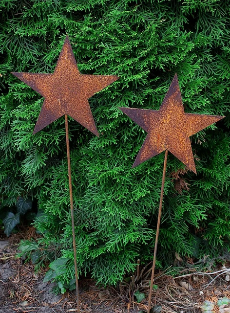 METAL PLUG STARS to plug in stainless rust garden plug H60cm D19cm £20. ...
