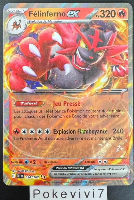 CARTE POKEMON FELINFERNO 034/162 EX EV5 Ecarlate et Violet TEF FR NEUF ...