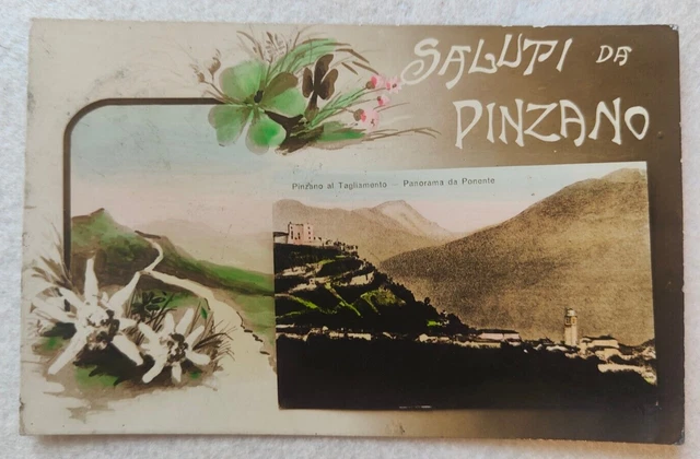 CARTOLINA PINZANO AL Tagliamento Pordenone Saluti Viaggiata 1913 ...
