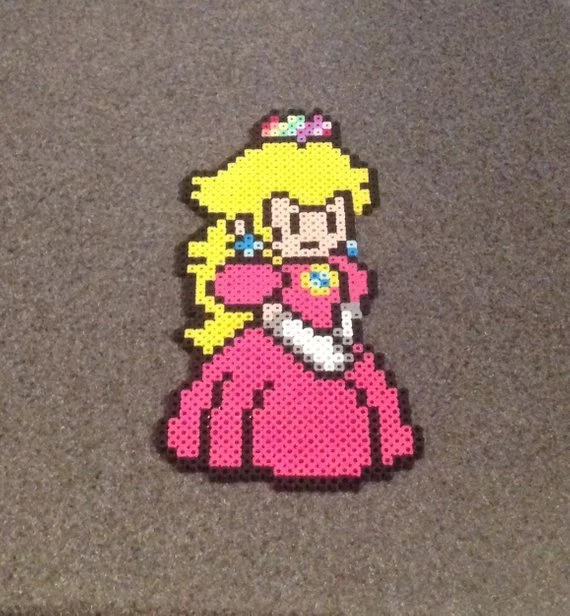 PRINCESS PEACH PIXEL Art - Super Mario Bros - Luigi Toad Bowser Nerdy ...